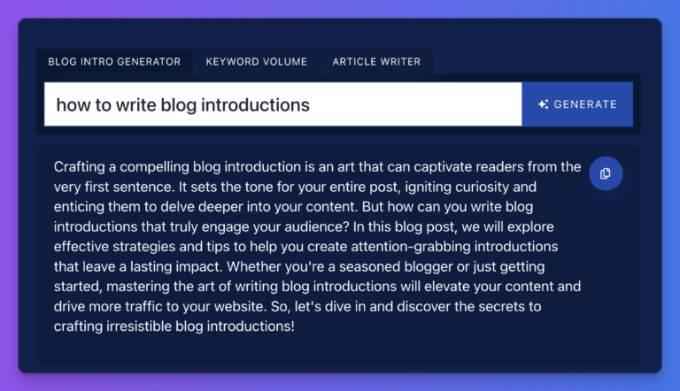 Blog Introduction Generator: Free AI SEO Blog Post Introductions