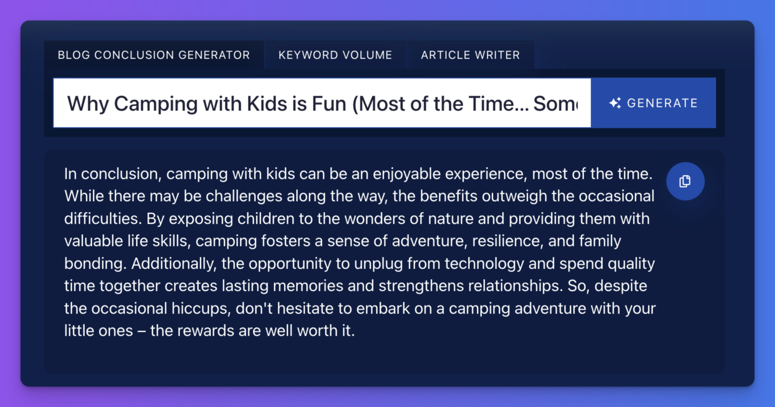 Blog Conclusion Generator: Free AI Conclusion Maker (Blog Posts)