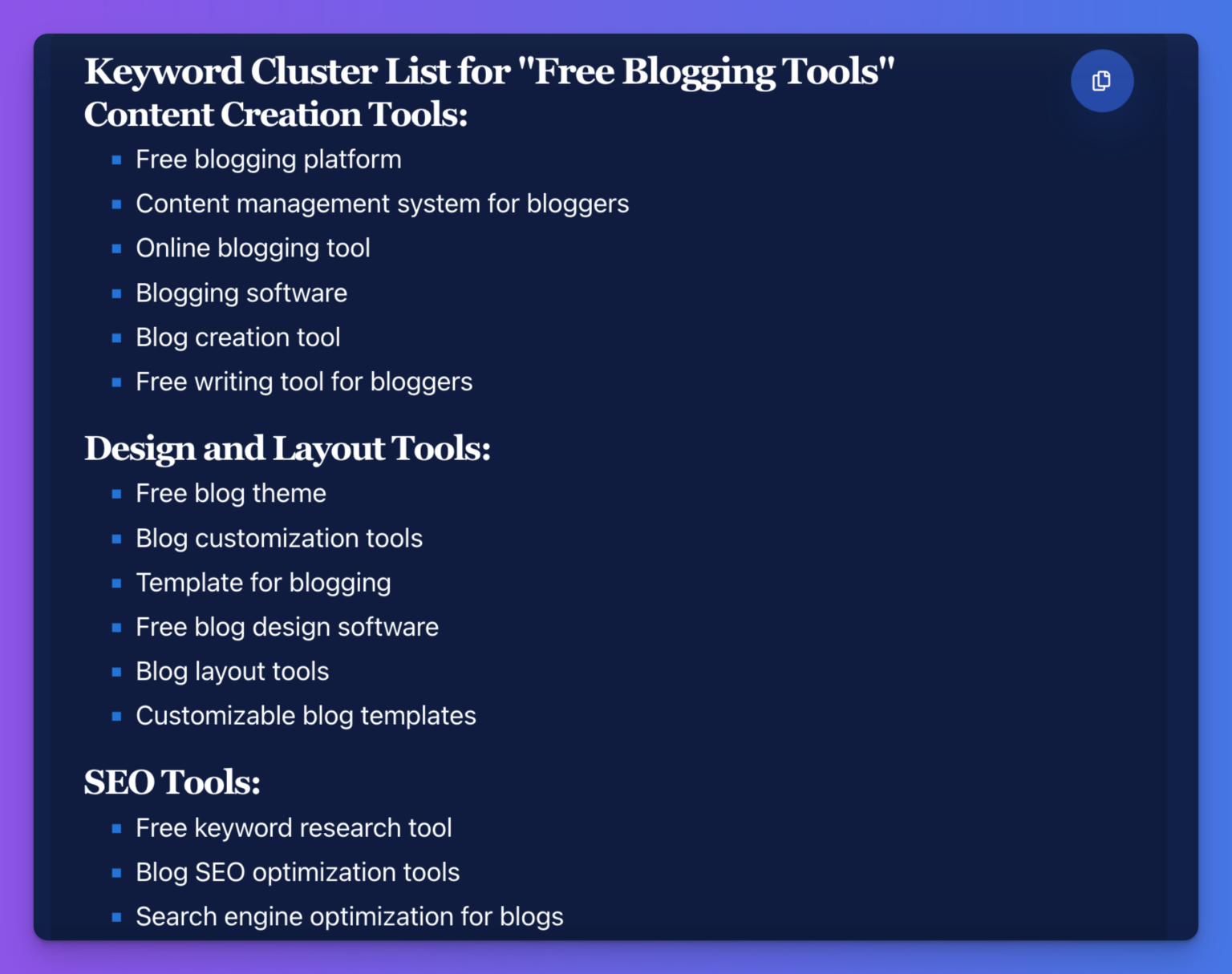 Keyword Cluster Tool: Free (AI) Grouped Keywords for SEO