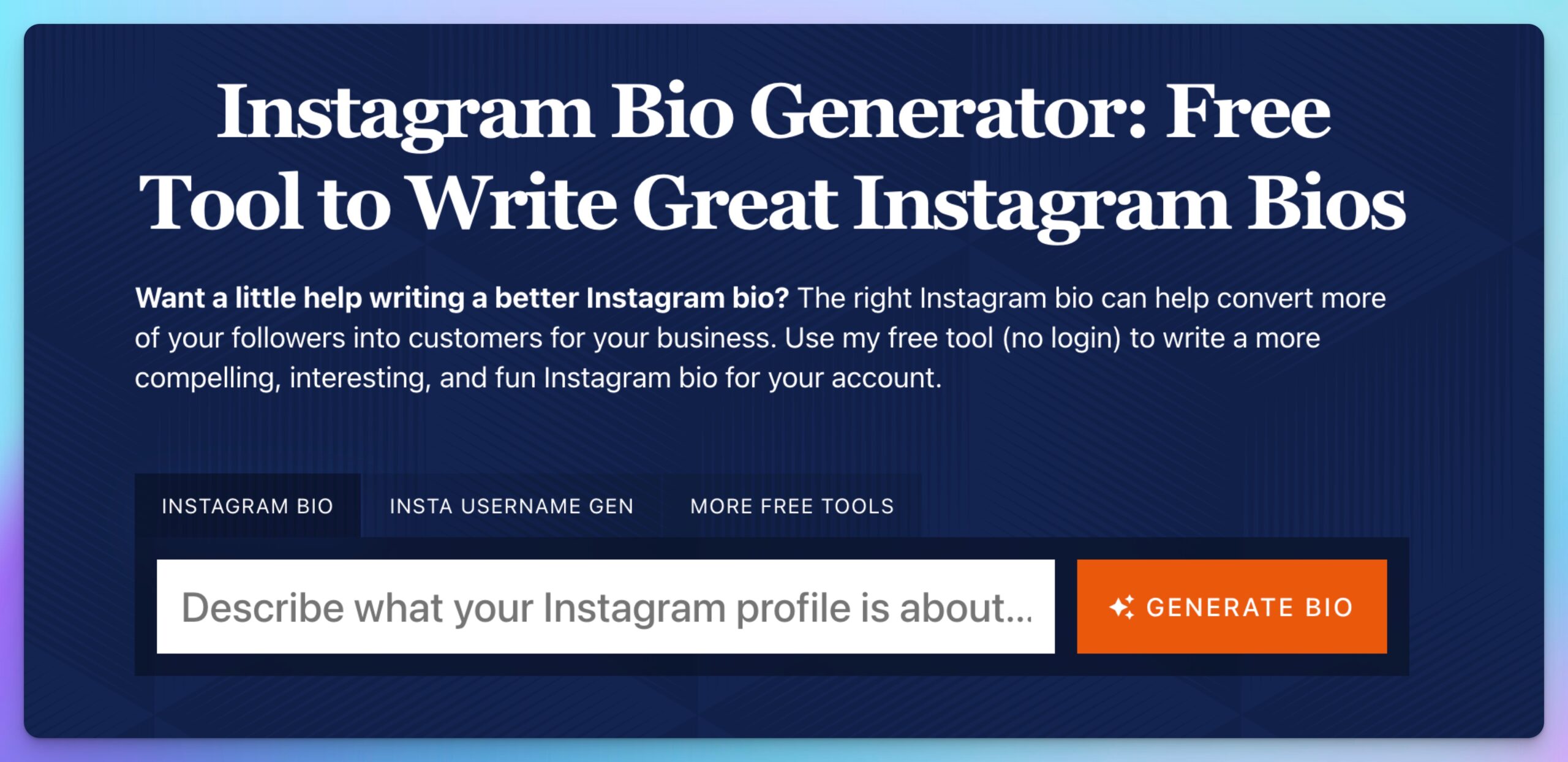 Free Instagram Bio Generator: Write Instagram Bios (No Login)