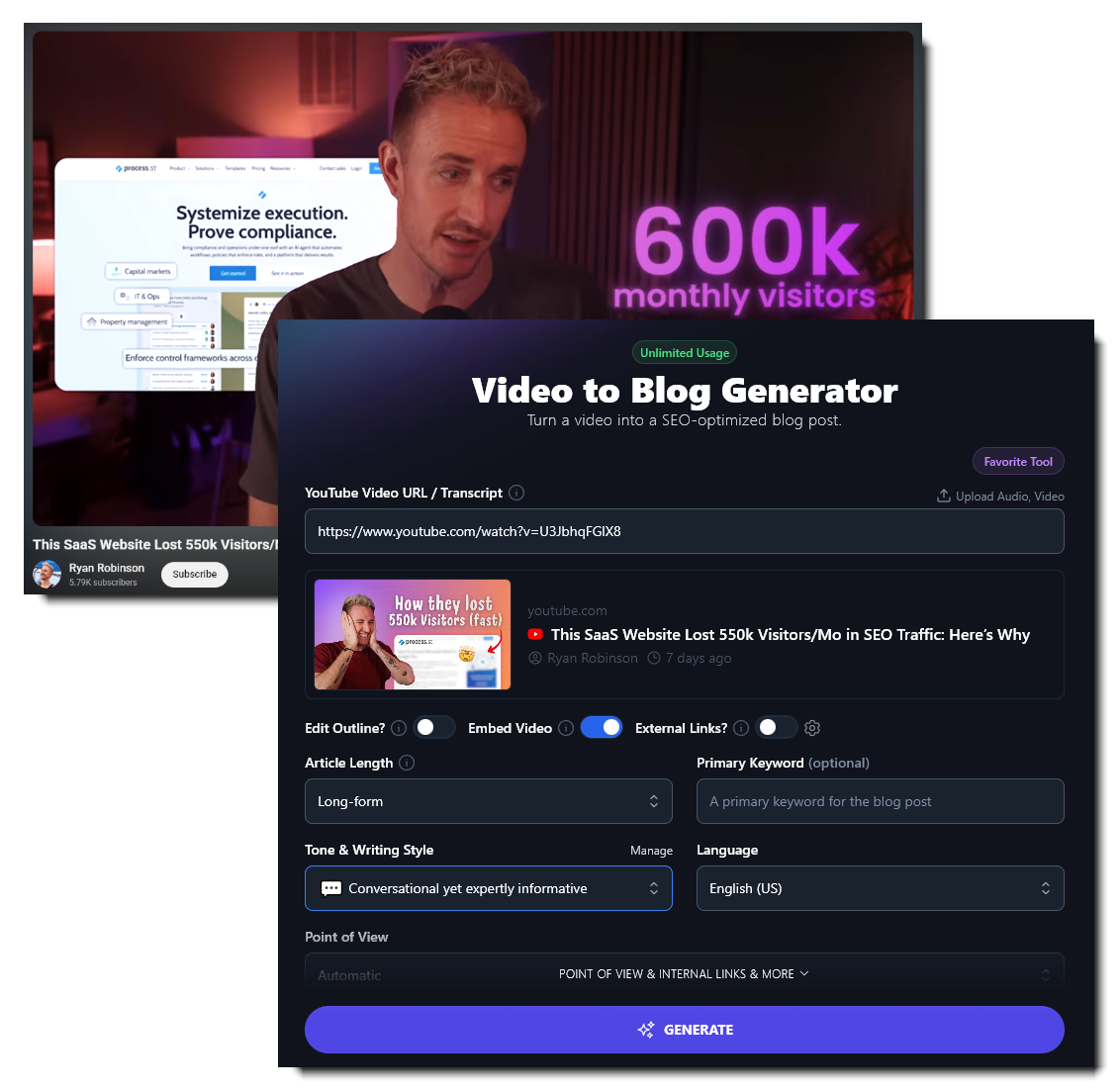 Video to Blog AI: 100% Free (No Login) YouTube Converter Tool